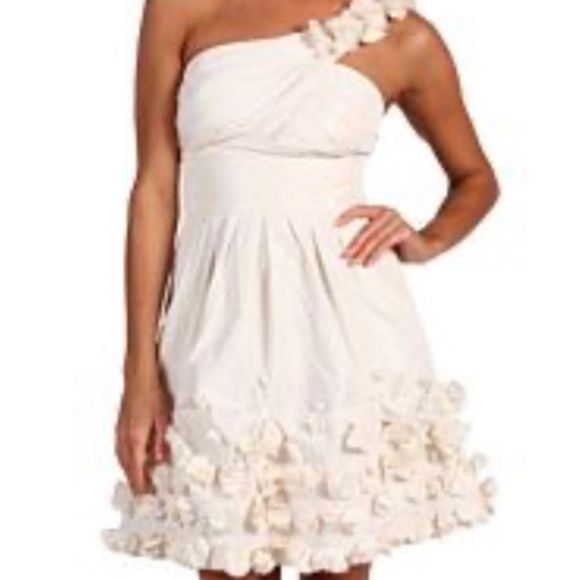 BCBG | Dresses | Bcbg White Dress With Rouching | Poshmark